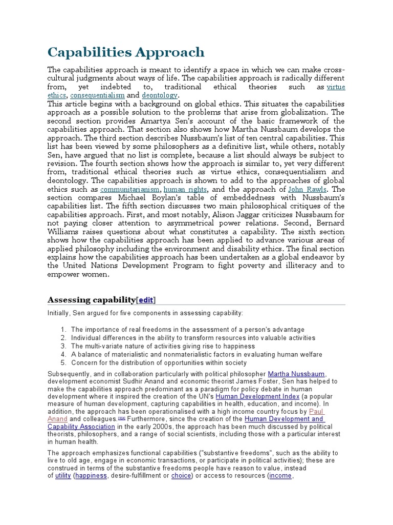Capabilities Approach Explained | PDF | Psychological Concepts ...