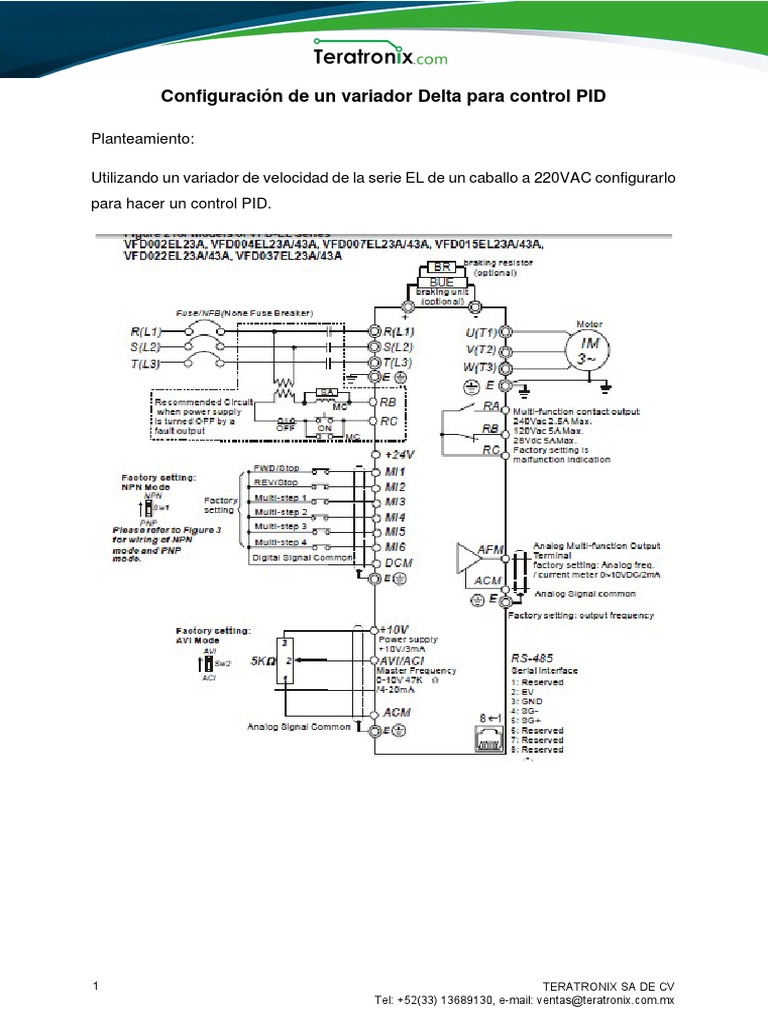 Configuracion de Un Variador Delta para Control PID 1 | PDF ...