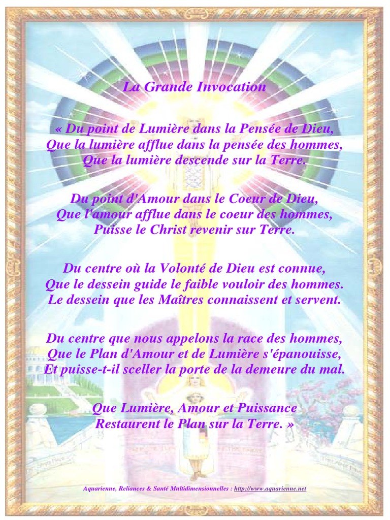 LA GRANDE INVOCATION - LUMIERE DIVINE ET ARTISANS DE LUMIERE