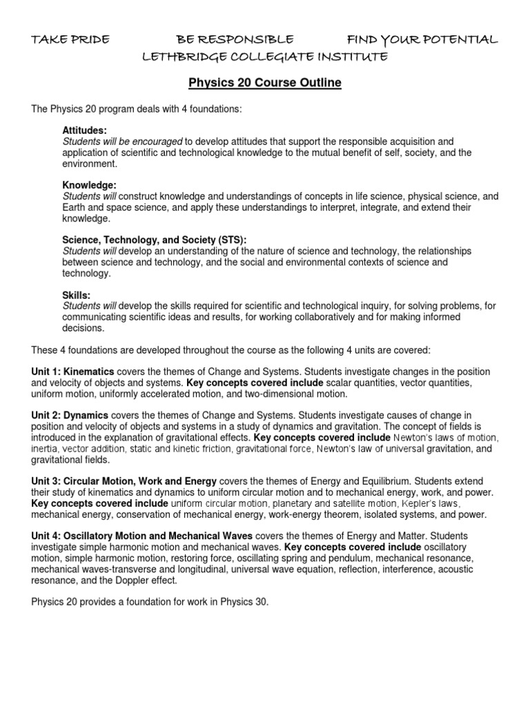 Physics 20 Outline | PDF | Velocity | Science