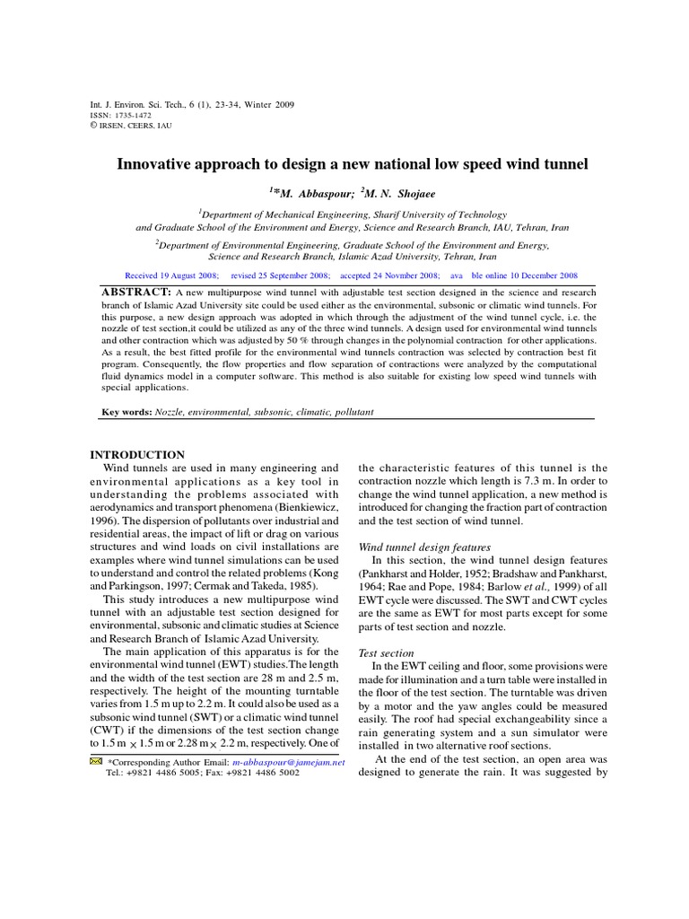 Innovative Approach To Design A New National Low Speed Wind Tunnel ...