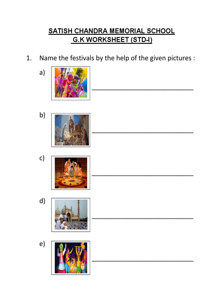 Name The Festivals by The Help of The Given Pictures: A) | PDF