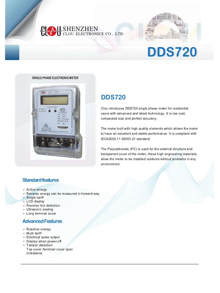 Single Phase Electronic Meter: Technical Specifications and Features of ...
