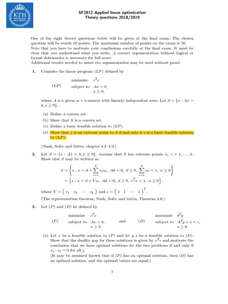 Theory Questions | PDF | Mathematical Optimization | Linear Programming