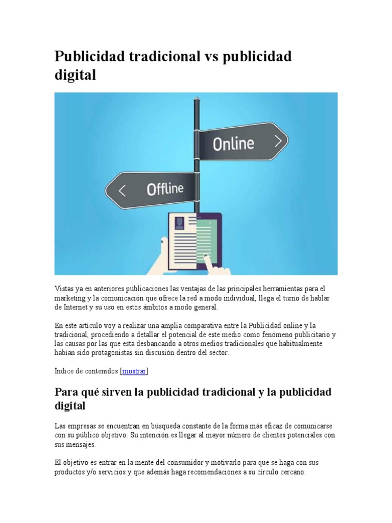 Publicidad Tradicional Vs Publicidad Digital | PDF | Publicidad online ...