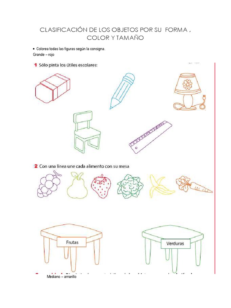 ACTIVIDADES MATEMATICA 1ER GRADO Clasificaciòn de Objetos | PDF