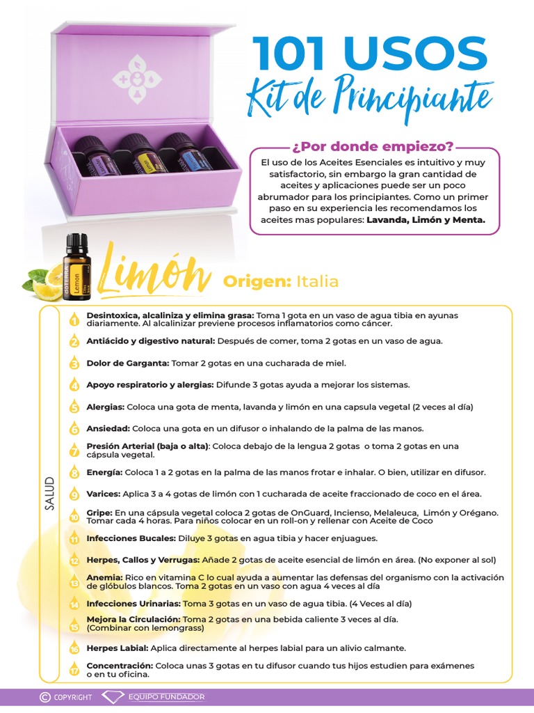 101 Usos Del Kit de Introducción DoTerra | PDF | Síndrome del intestino ...