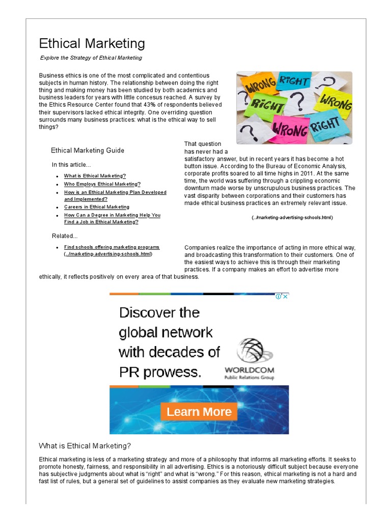 Ethical Marketing | PDF | Marketing | Marketing Strategy