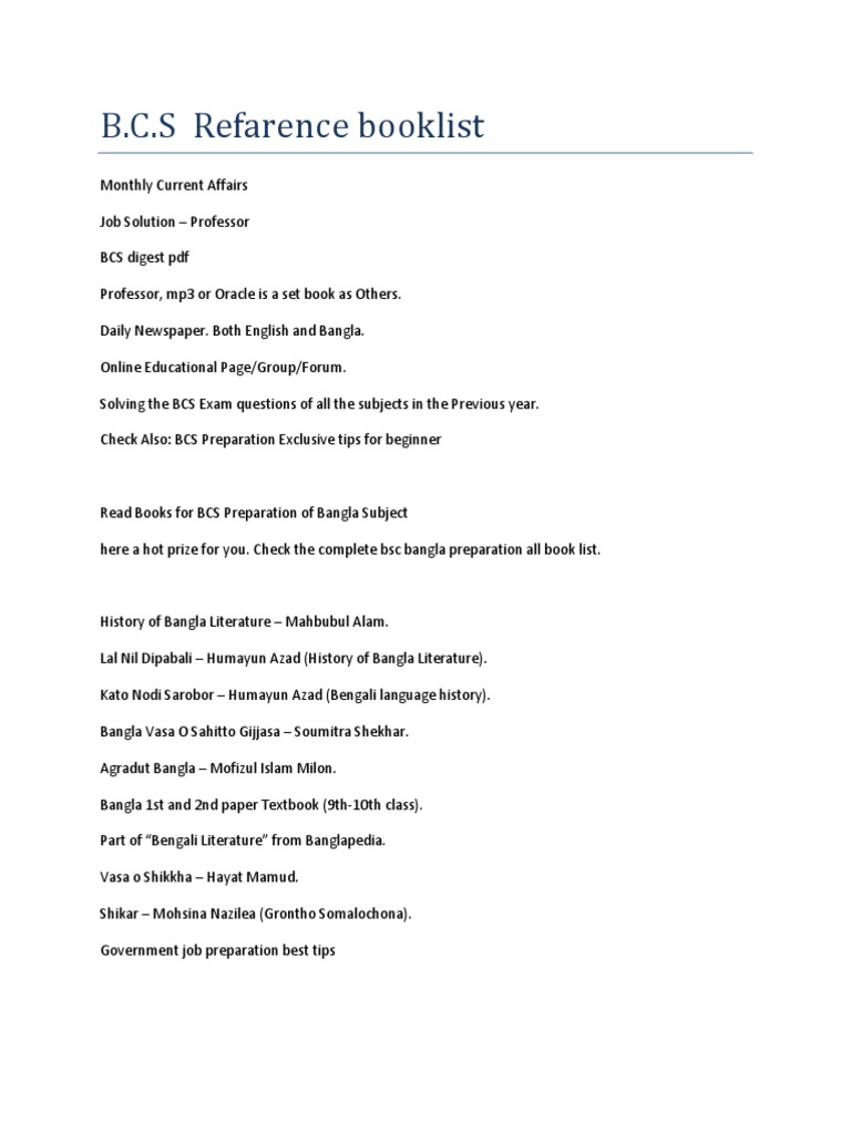 Bcs Refarence Booklist | PDF | Books | Teaching Mathematics