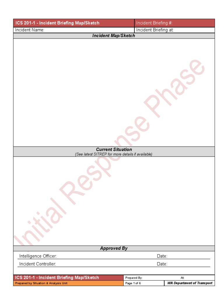 DoT - ICS 201 Initial Response Phase Incident Action Plan | PDF ...