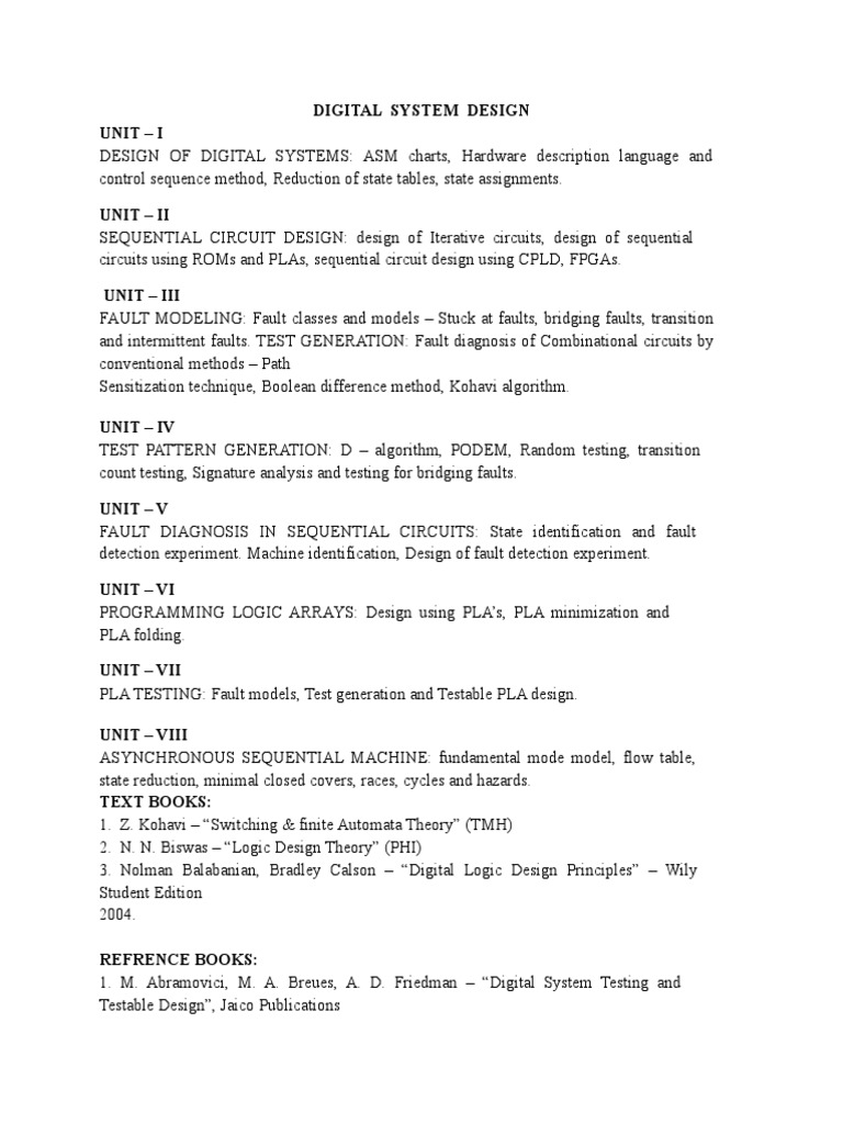 Vlsi Mtech 1st - Year - Jntu Kakinada Syllabus | PDF | Embedded System ...