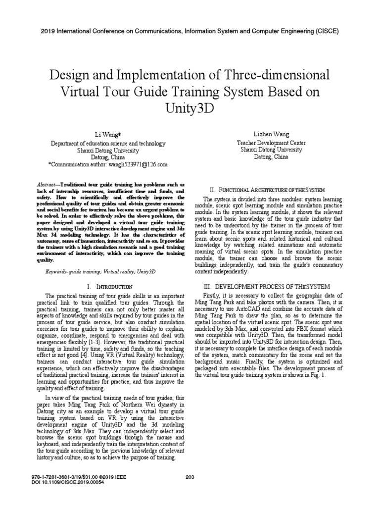 Design and Implementation of Three-Dimensional Virtual Tour Guide Training System Based On ...