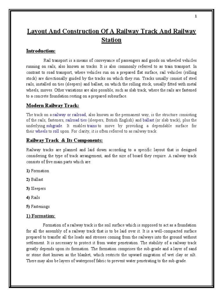 Layout and Construction of A Railway Track and Railway Station | PDF ...
