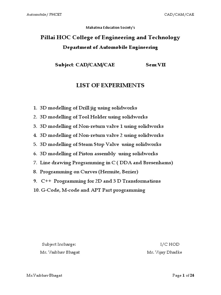 Automobile CAD - Lab - Manual - CBGS - 17-18 | PDF | Industrial ...