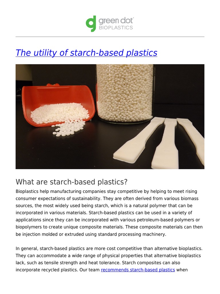 The Utility of Starch-Based Plastics | PDF | Biodegradation | Plastic