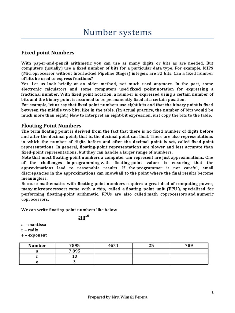 Number Systems: Fixed Point Numbers | PDF | Encodings | Elementary Mathematics