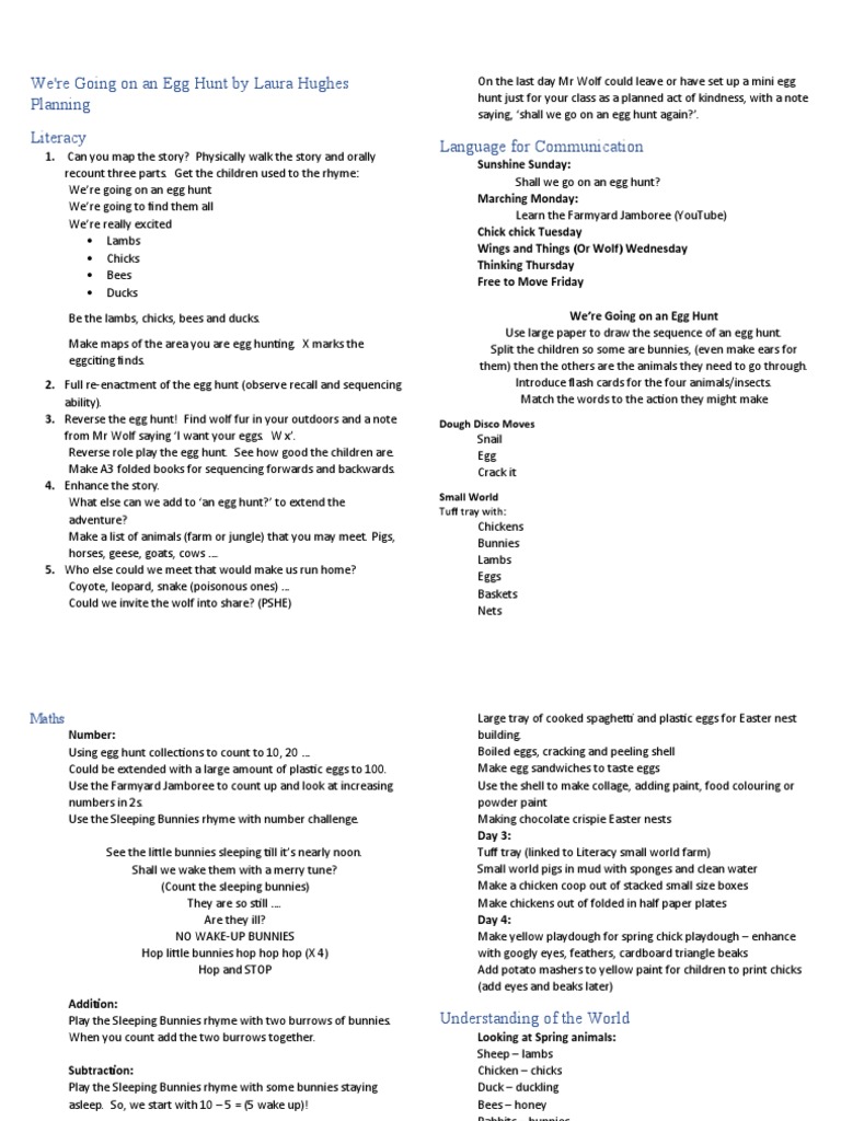 We're Going On An Egg Hunt by Laura Hughes Planning Literacy Language ...