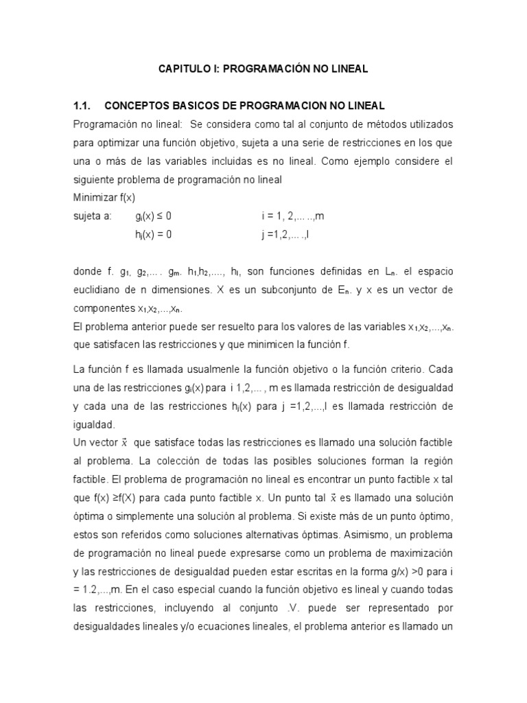 Progamacion No Lineal | PDF | Programación lineal | Programacion no lineal