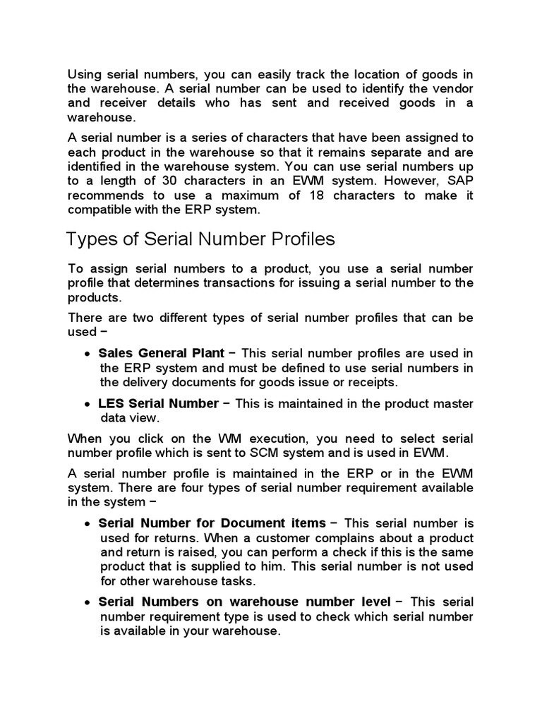 Types of Serial Number Profiles | PDF