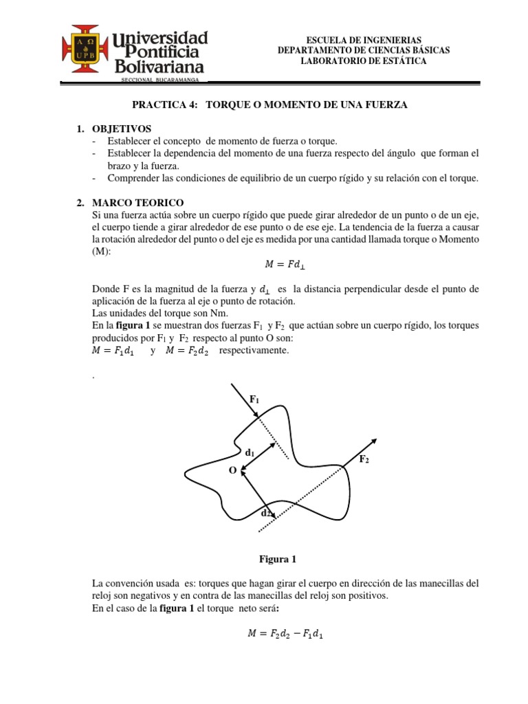 4.torque o Momento de Una Fuerza PDF | PDF | Rotación | Esfuerzo de torsión