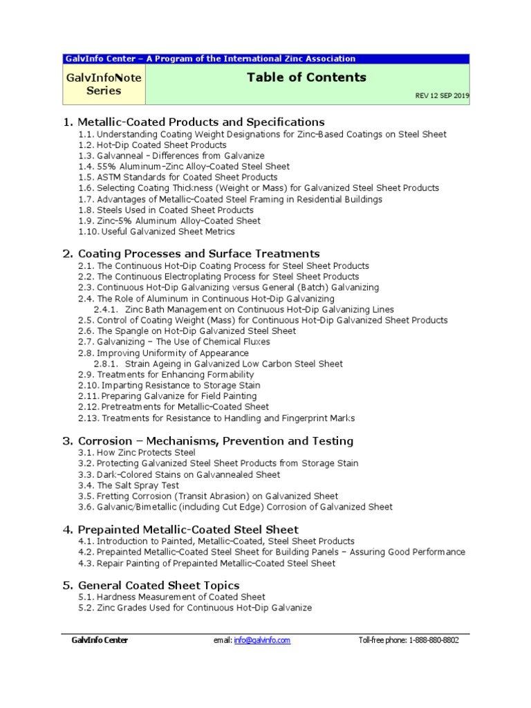 Galvinfonote Series 1. Metallic-Coated Products and Specifications | PDF | Galvanization | Sheet ...