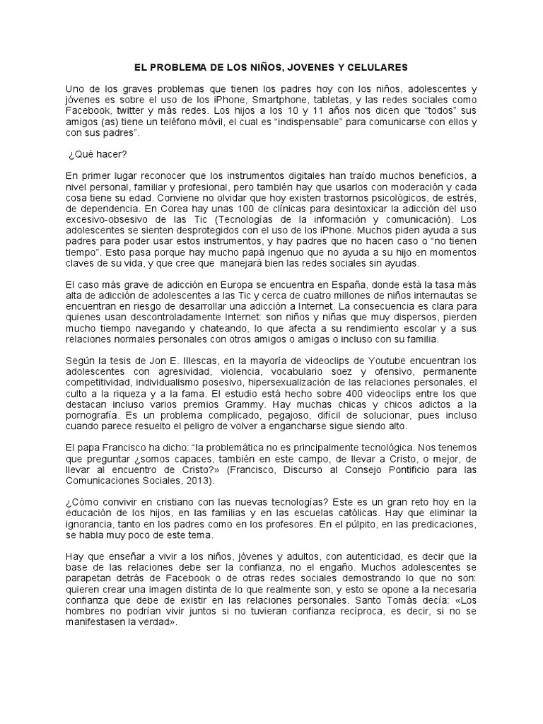 Texto Argumentativo | PDF | Tecnología de información y comunicaciones | Adolescencia
