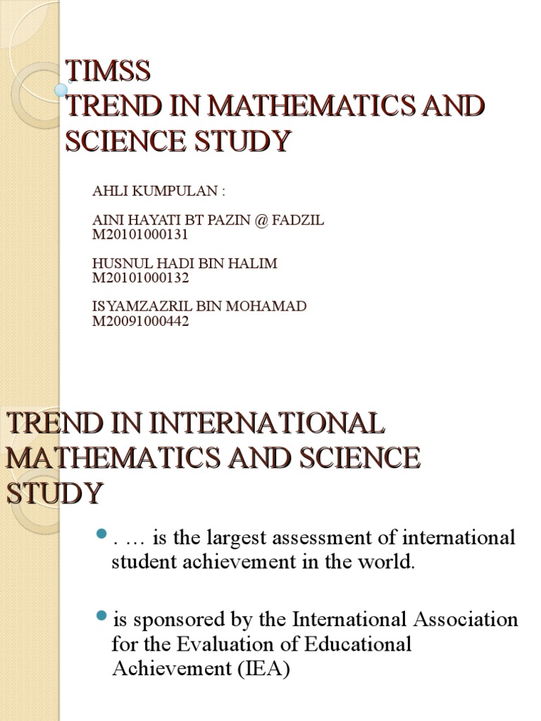 Timss Trend in Mathematics and Science Study | PDF | Educational ...