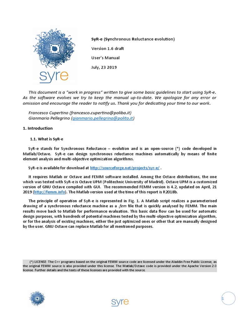 SyR-e User Manual: Synchronous Reluctance | PDF | Mathematical ...