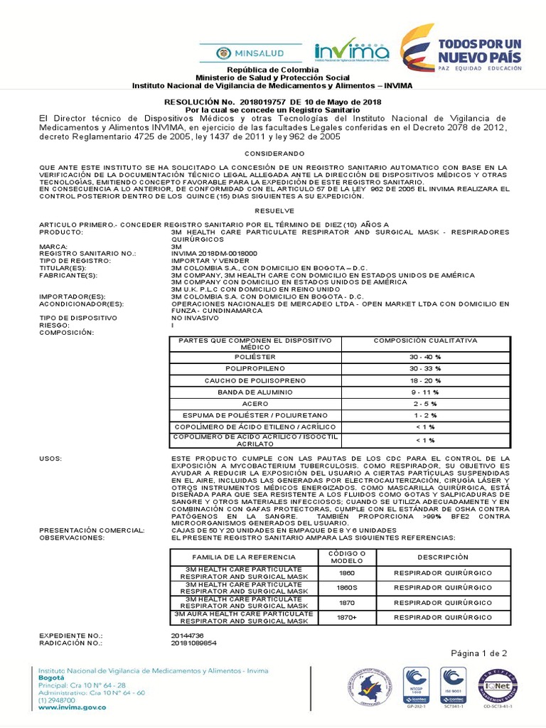 Registro INVIMA | PDF | Especialidades Medicas | Salud y bienestar