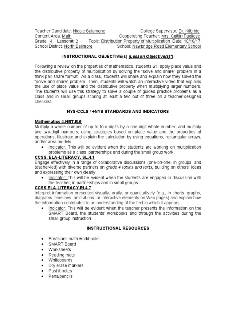 Math Observation | PDF | Multiplication | Learning