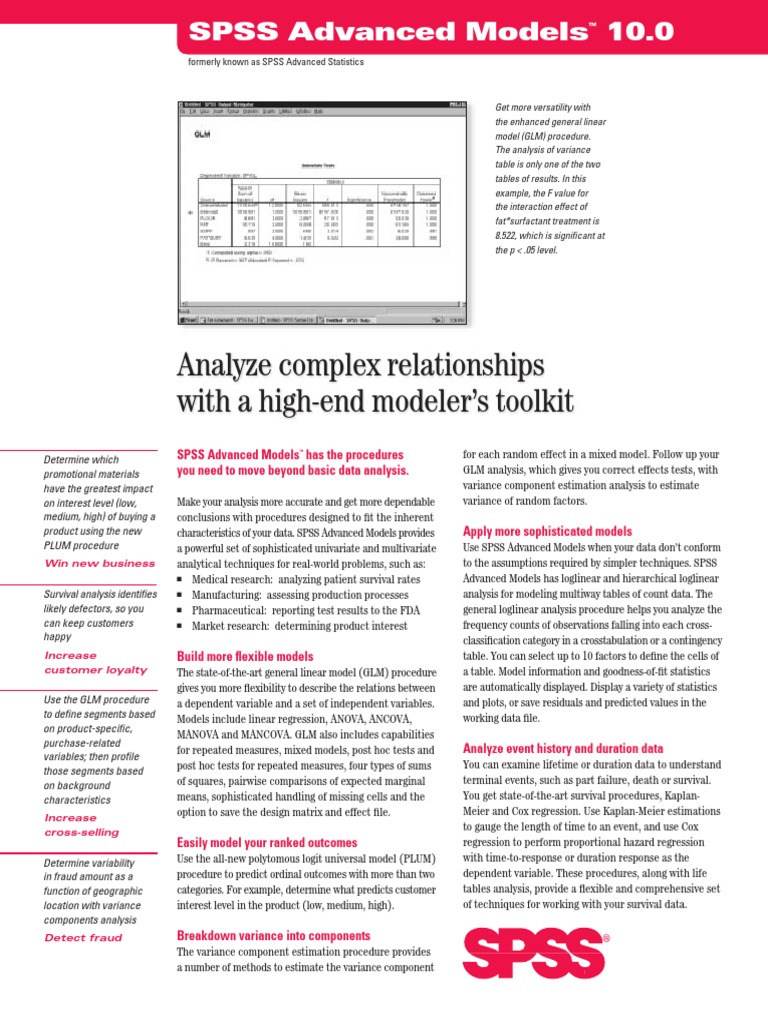 SPSS Advanced Models 10.0 | PDF | Errors And Residuals | Logistic ...