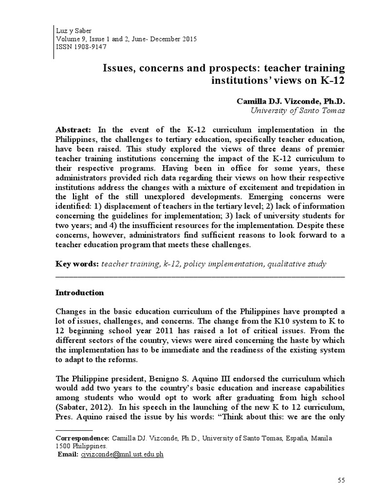 Issues, Concerns and Prospects: Teacher Training Institutions' Views On ...