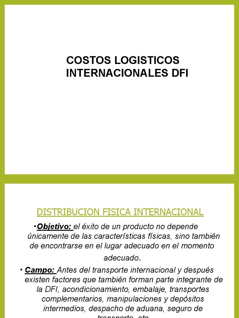 Ejercicio Practico Costos Logisticos DFI | PDF | Logística | Póliza de ...