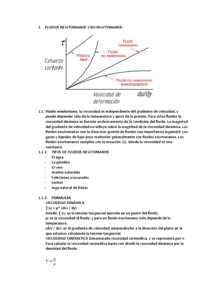 Fluidos Newtonianos y No Newtonianos | PDF | Viscosidad | Fluido
