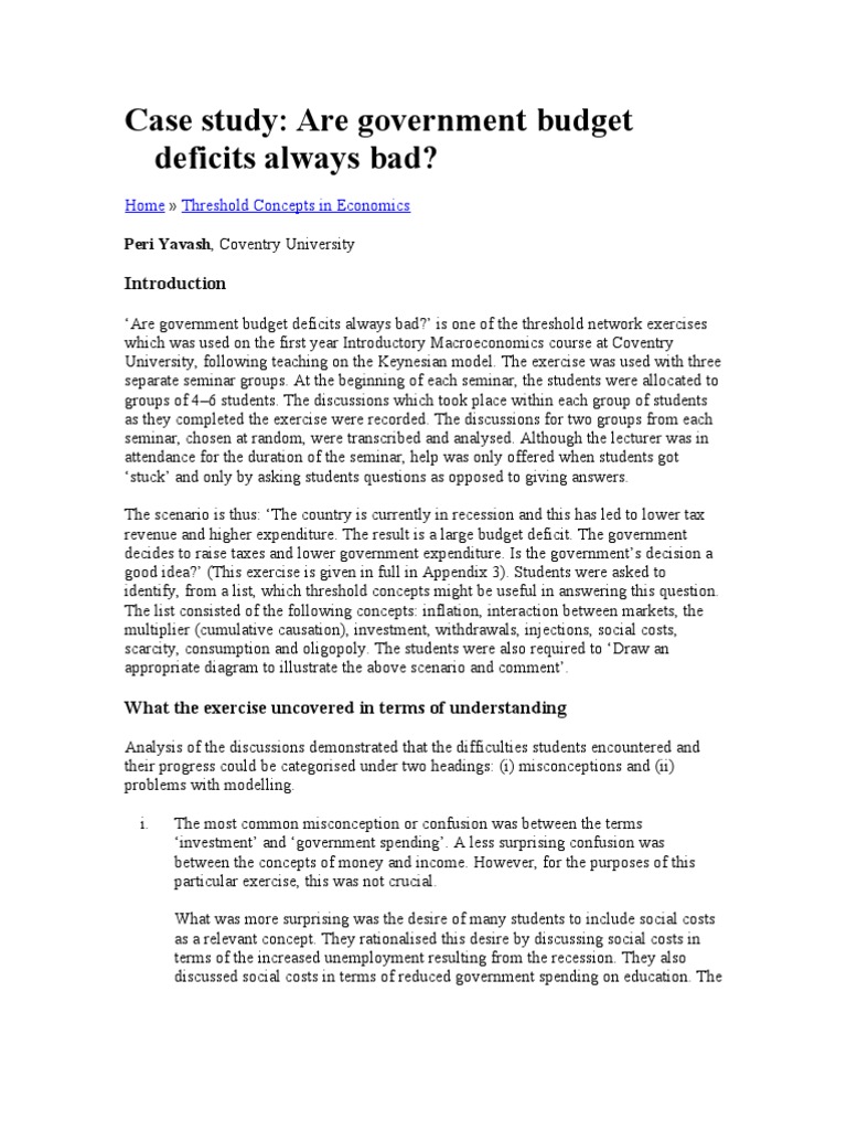 Case Study On Budgeting | PDF | Fiscal Multiplier | Deficit Spending
