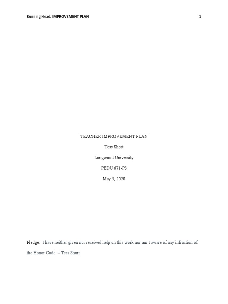Final Teacher Improvement Plan | PDF | Mentorship | Teachers