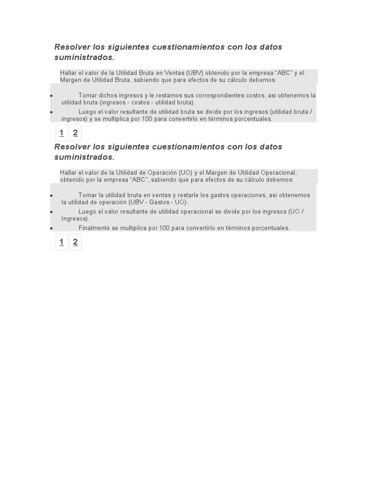 Cálculo de Utilidad Bruta y Operacional | PDF