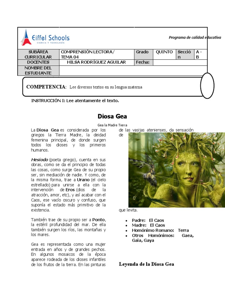 Diosa Gea | PDF | Mitologia Europea | Mitología comparada