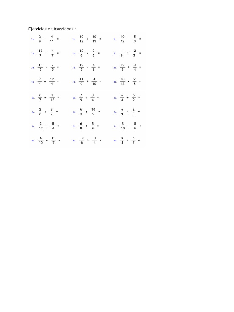 Operaciones Con Fracciones | PDF