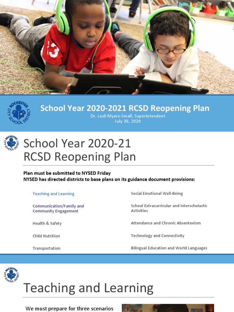 2020 RCSD Reopening Plan | PDF | Distance Education | Schools