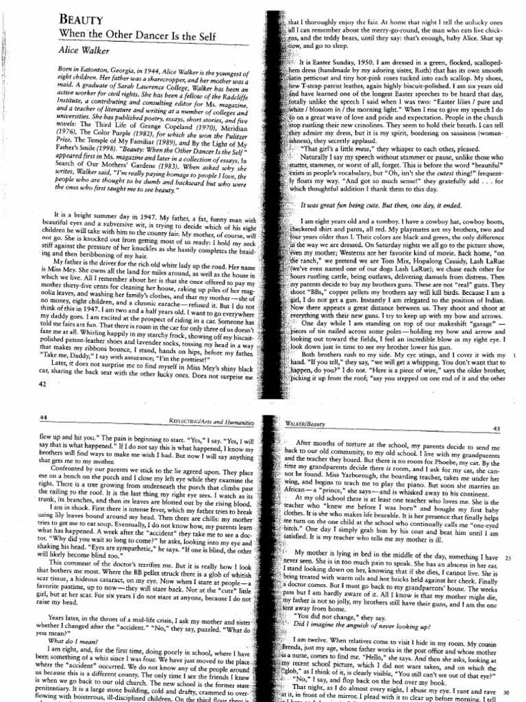 Alice Walker Beauty When The Other Dancer Is The Self | PDF