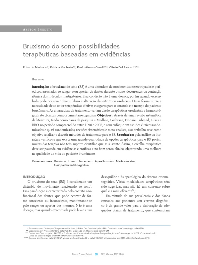 Terapias para Bruxismo do Sono | PDF | Remédio | Tratamento de saúde