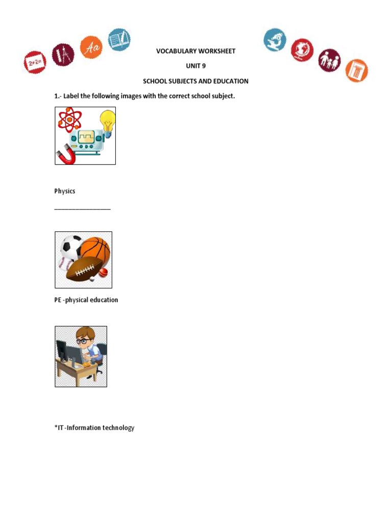 Vocabulary School Subjects and Education | PDF