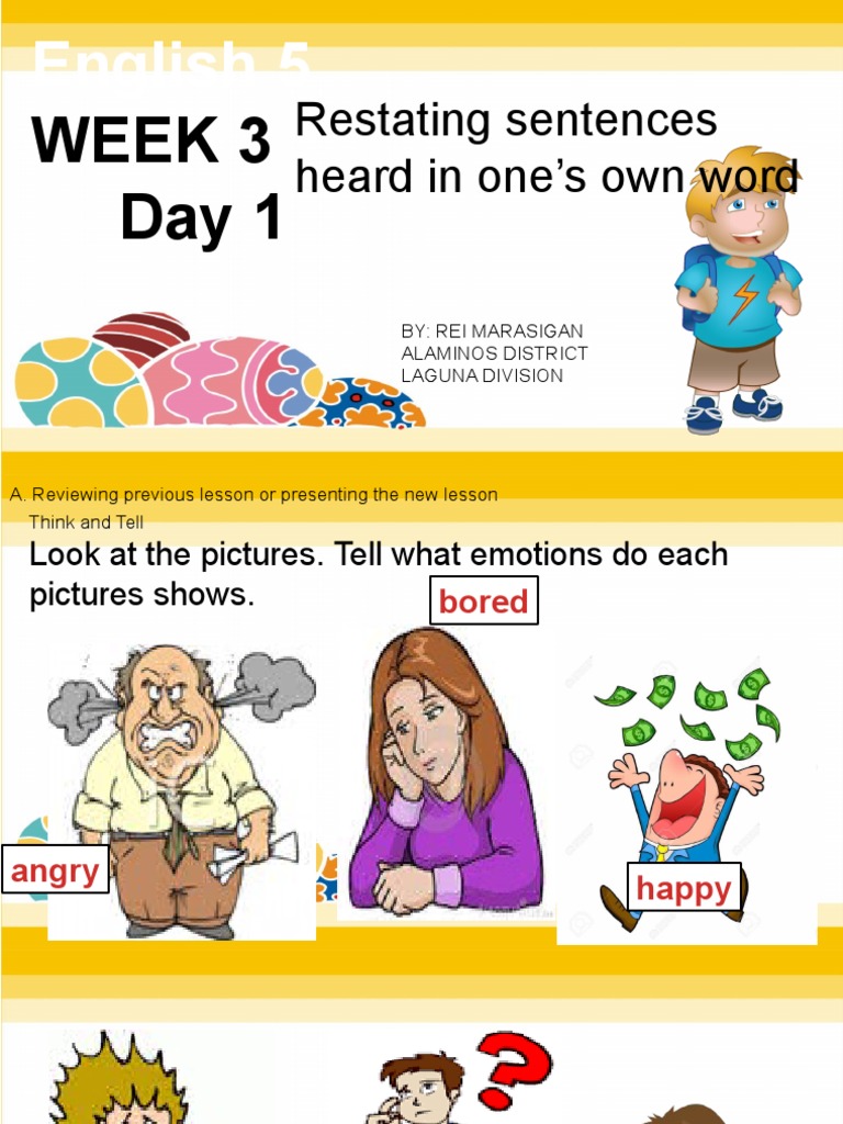 Restating Sentences: A Lesson on Retelling Information in One's Own ...