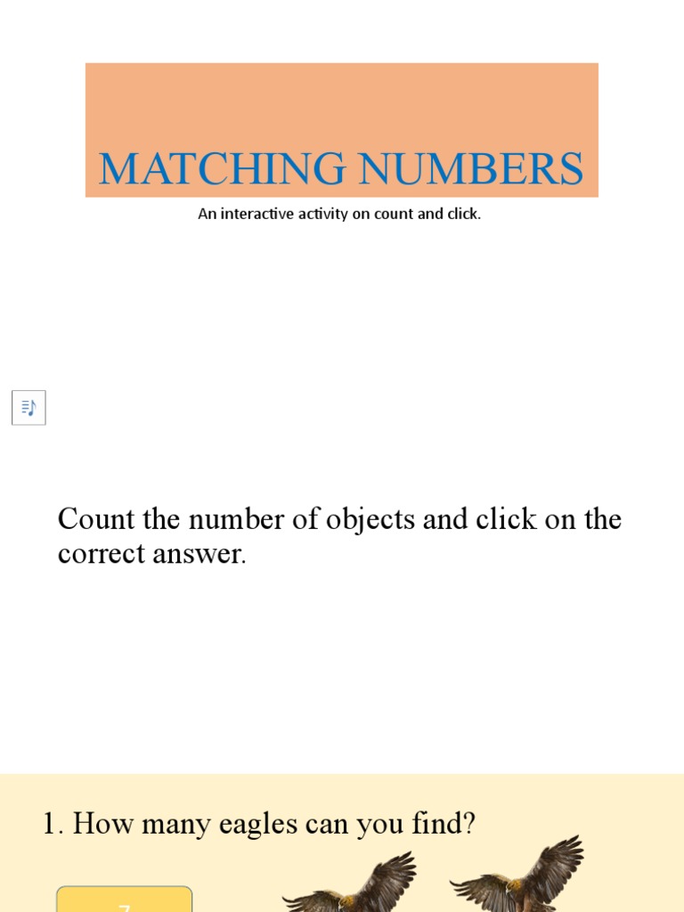 Matching Numbers: An Interactive Activity On Count and Click | PDF