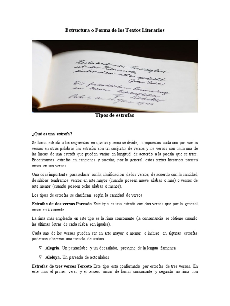 Estructura o Forma de Los Textos Literarios | PDF | Rima | Poesía