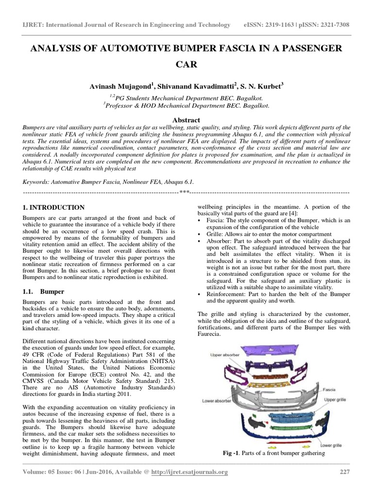 Analysis of Automotive Bumper Fascia in PDF | PDF