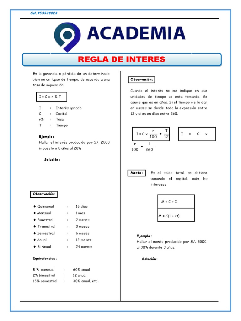 Regla de Interes | PDF | Distribución de ingresos del factor | Interés