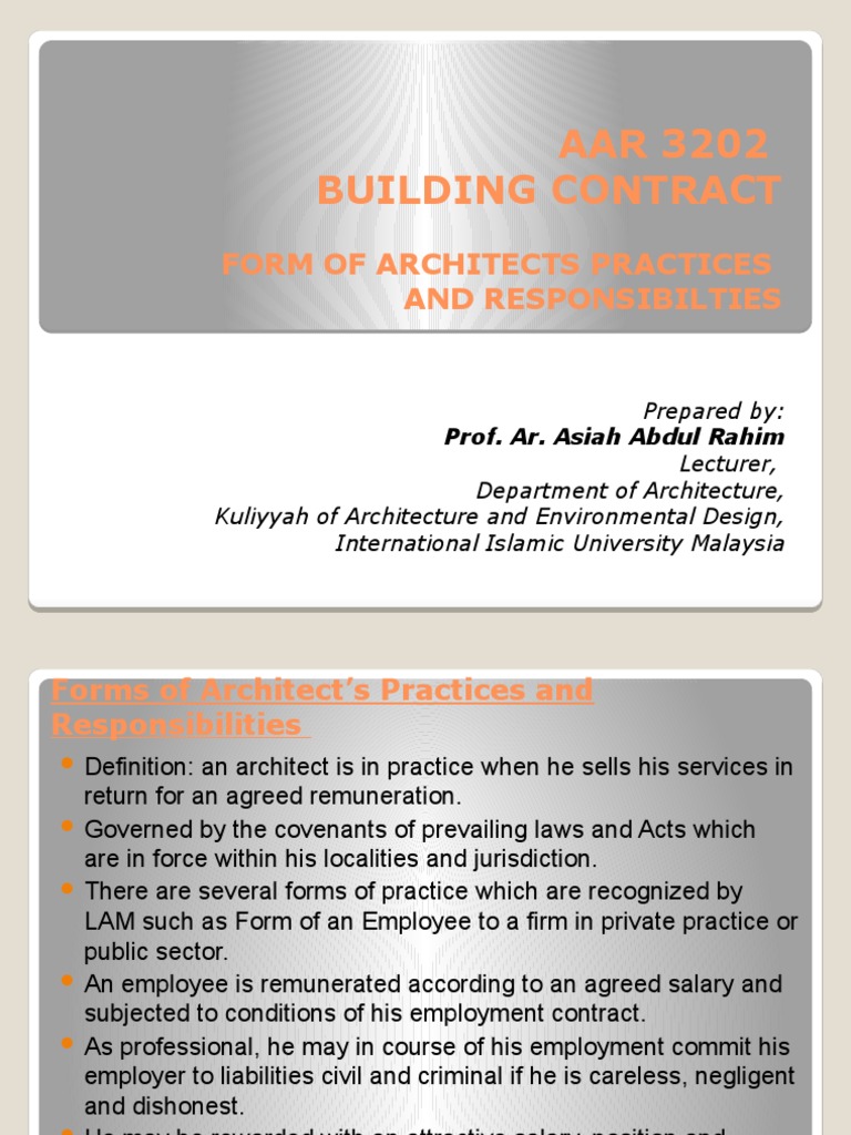 Aar 3202 Form of Architects Practices and Responsibilties | PDF ...