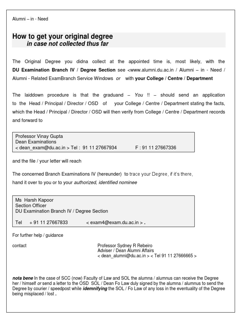 How to Retrieve Your DU Degree | PDF | Business | Finance & Money ...